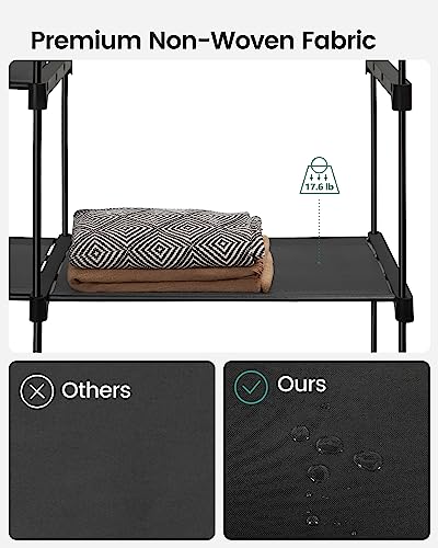 Hzuaneri Closet Organizer, Freestanding Portable Closet, 60-inch Closet Wardrobe for Bedroom, 2 Clothes Rail with 5 Compartments Shelves Storage Organizer for Cloakroom, Black WH03032BK