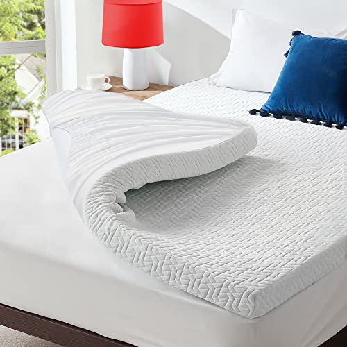 BedLuxury 3 Inch California King Size Gel Memory Foam Mattress Topper, Cooling Mattress Pad Cover with 18'' Deep Pocket for Back Pain, Bed Topper with Removable Bamboo Cover Soft & Breathable