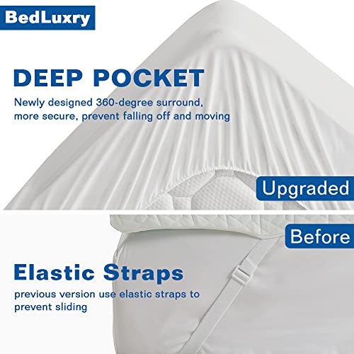 BedLuxury 3 Inch California King Size Gel Memory Foam Mattress Topper, Cooling Mattress Pad Cover with 18'' Deep Pocket for Back Pain, Bed Topper with Removable Bamboo Cover Soft & Breathable