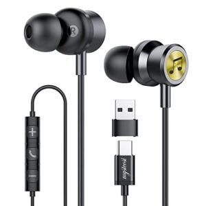 in ear type c earphone, usb c wired earbuds with mic for laptop, magnetic noise isolation headphone compatiable for iphone 15 pro max plus ipad pro,samsung galaxy z flip 4/3, galaxy ultra s22