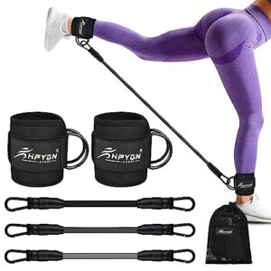 ankle resistance bands with cuffs, three different pound leg workout equipment, booty workout straps with adjustable, portable cable machine ankle strap suitable for home, gym and office