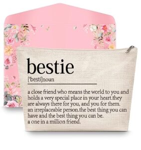 lisevo bestie gifts for women, besties makeup bag gift, cute bestfriend make up bag presents, handmade friendship cosmetic bags for graduation birthday valentine women's day easter christmas