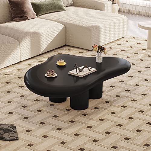 Guyii Cloud Coffee Table, Cute End Table, Modern Coffee Table, Black Cartoon Coffee Table, Irregular Indoor Tea Table for Living Room with 4 Legs, 38.58"