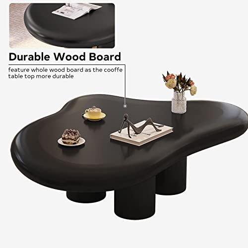 Guyii Cloud Coffee Table, Cute End Table, Modern Coffee Table, Black Cartoon Coffee Table, Irregular Indoor Tea Table for Living Room with 4 Legs, 38.58"