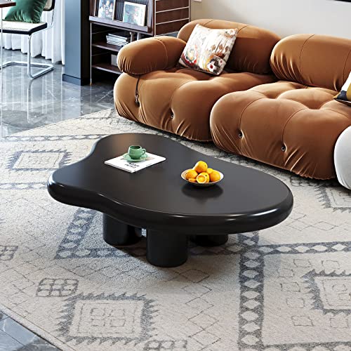 Guyii Cloud Coffee Table, Cute End Table, Modern Coffee Table, Black Cartoon Coffee Table, Irregular Indoor Tea Table for Living Room with 4 Legs, 38.58"