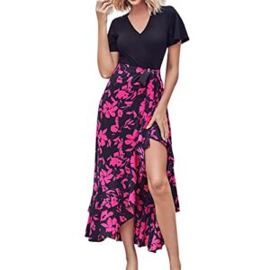 women's summer tunic maxi dress casual long dress flowy party beach fall long dress trendy side spilt crop midi dresses