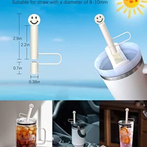 Aiscool 6Pcs Straw Covers Compatible with Stanley 30 & 40 Oz Tumbler with Handle Cream, 0.39in/10mm Straw Covers Cap, Soft Reusable Silicone Straw Protectors