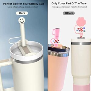 Aiscool 6Pcs Straw Covers Compatible with Stanley 30 & 40 Oz Tumbler with Handle Cream, 0.39in/10mm Straw Covers Cap, Soft Reusable Silicone Straw Protectors