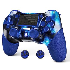 acegamer wireless controller for ps4, custom design v2 gamepad joystick for ps4 with non-slip grip of both sides and 3.5mm audio jack! (blue-universe)