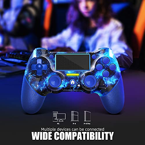 AceGamer Wireless Controller for PS4, Custom Design V2 Gamepad Joystick for PS4 with Non-Slip Grip of Both Sides and 3.5mm Audio Jack! (Blue-Universe)