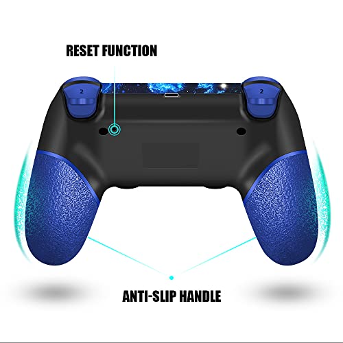 AceGamer Wireless Controller for PS4, Custom Design V2 Gamepad Joystick for PS4 with Non-Slip Grip of Both Sides and 3.5mm Audio Jack! (Blue-Universe)