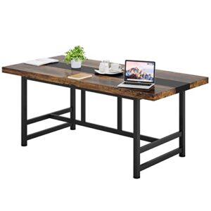 Tribesigns 6FT Conference Table, Rectangular Meeting Table, 70.86L * 31.49 W inches Seminar Table, Large Computer Desk for Office,Rustic Boardroom Desk