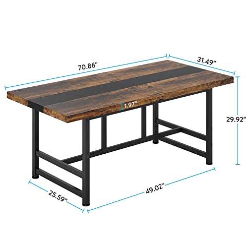 Tribesigns 6FT Conference Table, Rectangular Meeting Table, 70.86L * 31.49 W inches Seminar Table, Large Computer Desk for Office,Rustic Boardroom Desk