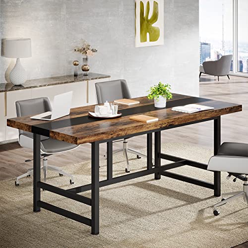 Tribesigns 6FT Conference Table, Rectangular Meeting Table, 70.86L * 31.49 W inches Seminar Table, Large Computer Desk for Office,Rustic Boardroom Desk