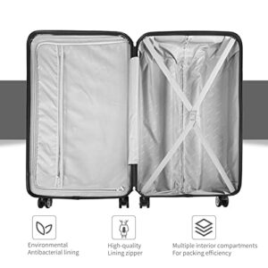 Fochier 3 Piece Expandable Luggage Set with TSA Lock, Hard Shell Rolling Suitcase Set with 4 Spinner Wheels for Women Man, 20 24 28 Inch