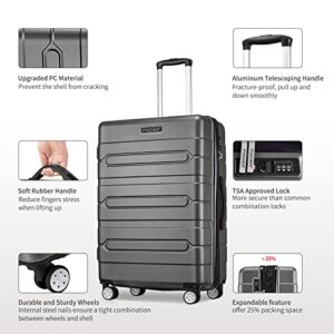 Fochier 3 Piece Expandable Luggage Set with TSA Lock, Hard Shell Rolling Suitcase Set with 4 Spinner Wheels for Women Man, 20 24 28 Inch