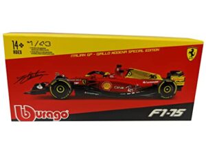 f1-75#16 charles leclerc giallo modena 2nd place formula one f1 italian gp (2022) "formula racing series with display case 1/43 diecast model car by bburago 36831clmz