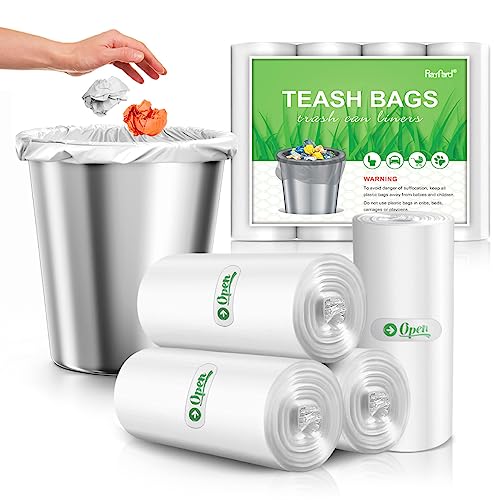 3 Gallon 120 Counts Small Trash Bags Garbage Bags by RayPard, fit 10-12 Liter Waste Basket, 2.6-3.2, 3.3 Gal Strong Trash Can Liners for Home Office Kitchen Bathroom Bedroom, Clear