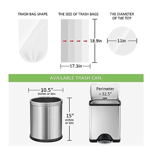 3 Gallon 120 Counts Small Trash Bags Garbage Bags by RayPard, fit 10-12 Liter Waste Basket, 2.6-3.2, 3.3 Gal Strong Trash Can Liners for Home Office Kitchen Bathroom Bedroom, Clear