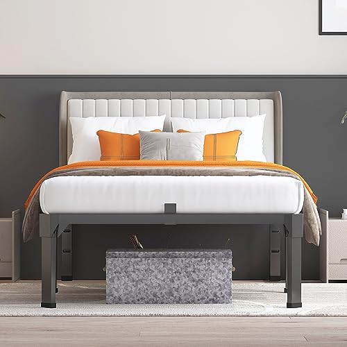 Superay 14 Inch Metal Twin Bed Frame with Mattress Slide Stopper - Single Black Basic Anti Squeak Steel Slats Platform, Easy Assembly Heavy Duty Noise Free Bedframes, No Box Spring Needed