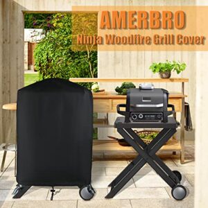 Amerbro Cover for Ninja Woodfire Outdoor Grill - Waterproof Grill Cover for Ninja OG701 Grill and Stand - Anti-Fade & UV Resistant, Heavy Duty 600D Oxford Fabric (Cover Only, Does Not Include Stand)