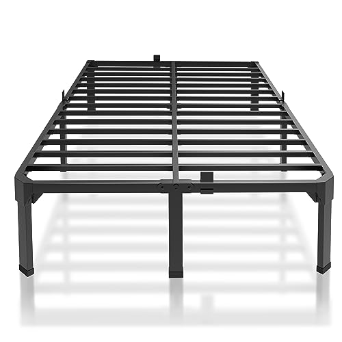 Superay 14 Inch Metal Bed Frame Queen Size with Mattress Slide Stopper - Double Black Basic Steel Slats Platform, Easy Assembly Heavy Duty Noise Free Bedframes, No Box Spring Needed