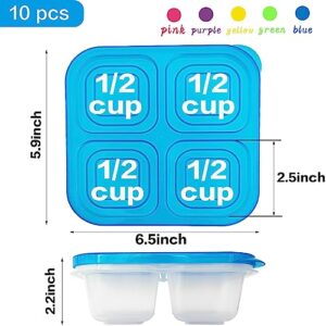 Gddochn 10 Pack Snack Bento Boxes,4-Compartment Lunch Containers,Reusable Food container with Lid for Travel,School,Work,Kids Adults