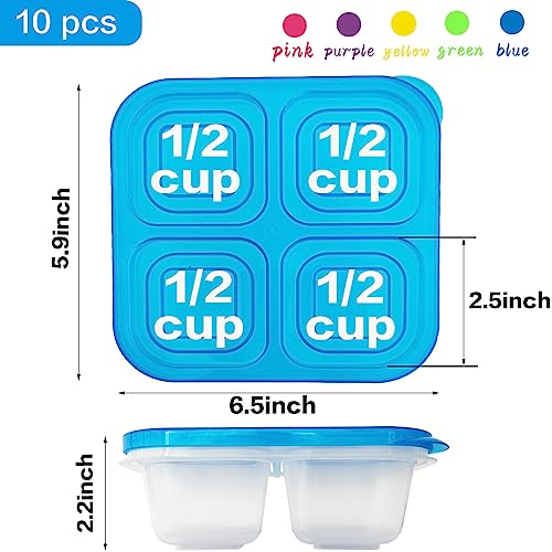 Gddochn 10 Pack Snack Bento Boxes,4-Compartment Lunch Containers,Reusable Food container with Lid for Travel,School,Work,Kids Adults