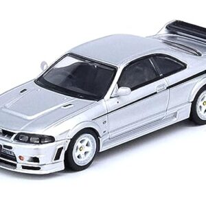 Inno Models Skyline GT-R (R33) Nismo 400R RHD (Right Hand Drive) Sonic Silver Metallic with Black Stripes 1/64 Diecast Model Car IN64-400R-SIL