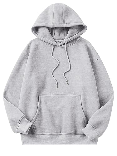 ANRABESS Women's Oversized Hoodies Fleece Casual Pullover Drawstring Long Sleeve Hooded Sweatshirts 2023 Fall Fashion Clothes Trendy Y2k Outfits for Teen Girls A1072huahui-S Heather Gray