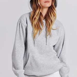 ANRABESS Women's Oversized Hoodies Fleece Casual Pullover Drawstring Long Sleeve Hooded Sweatshirts 2023 Fall Fashion Clothes Trendy Y2k Outfits for Teen Girls A1072huahui-S Heather Gray