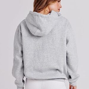 ANRABESS Women's Oversized Hoodies Fleece Casual Pullover Drawstring Long Sleeve Hooded Sweatshirts 2023 Fall Fashion Clothes Trendy Y2k Outfits for Teen Girls A1072huahui-S Heather Gray