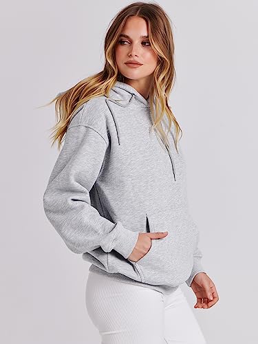 ANRABESS Women's Oversized Hoodies Fleece Casual Pullover Drawstring Long Sleeve Hooded Sweatshirts 2023 Fall Fashion Clothes Trendy Y2k Outfits for Teen Girls A1072huahui-S Heather Gray