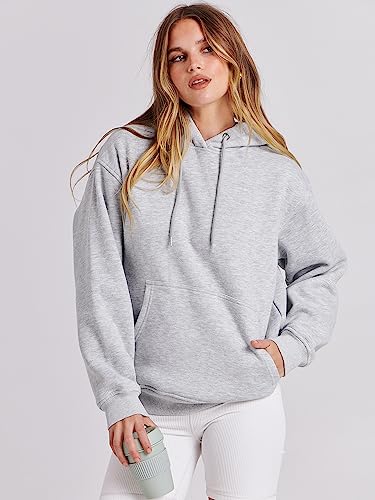 ANRABESS Women's Oversized Hoodies Fleece Casual Pullover Drawstring Long Sleeve Hooded Sweatshirts 2023 Fall Fashion Clothes Trendy Y2k Outfits for Teen Girls A1072huahui-S Heather Gray