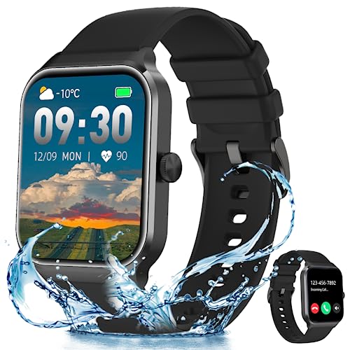 Smart Watch for Men with Bluetooth Dail Calls Speaker, 2023 Newest 1.96'' Touch Screen Smart Watch for Android iOS Phones with Waterproof Sport Step Calories Heart Rate Stress Monitor Sleep Tracking