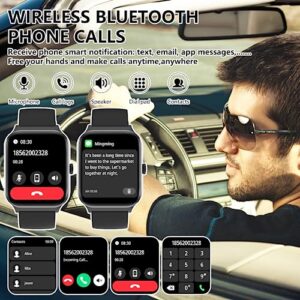 Smart Watch for Men with Bluetooth Dail Calls Speaker, 2023 Newest 1.96'' Touch Screen Smart Watch for Android iOS Phones with Waterproof Sport Step Calories Heart Rate Stress Monitor Sleep Tracking