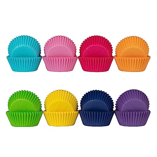 Parmedu 400pcs Paper Cupcake Liners - Standard Size 2 Inches Muffin Liners - 8 Rainbow Colors Baking Cups Cupcake Wrappers, Model BK008