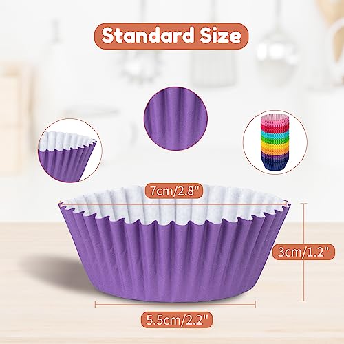 Parmedu 400pcs Paper Cupcake Liners - Standard Size 2 Inches Muffin Liners - 8 Rainbow Colors Baking Cups Cupcake Wrappers, Model BK008