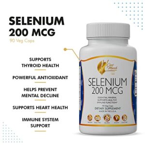 Coco March Selenium - Supports Thyroid Function & Conversion of T4 -T3-200 mcg- 3 Month Supply Gluten Free, Soy Free, Dairy Free, GMO Free, Vegan - 90 Capsules