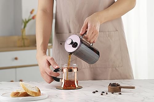 SIXAQUAE French press Coffee Maker Heat Resistant Durable Borosilicate Black Glass 12oz