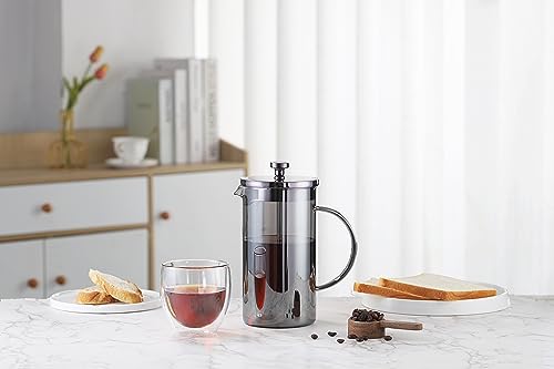 SIXAQUAE French press Coffee Maker Heat Resistant Durable Borosilicate Black Glass 12oz