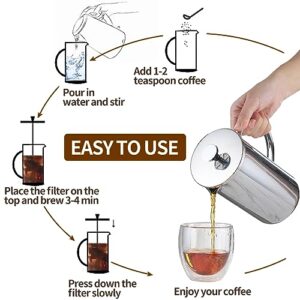 SIXAQUAE French press Coffee Maker Heat Resistant Durable Borosilicate Black Glass 12oz