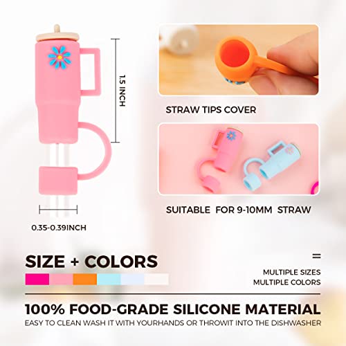 6Pcs 9-10mm Stanley Straw Cover Caps, Fit with Stanley 30/40oz Cup, Reusable Dust Proof Straw Tip Covers Straw Topper Stanely Cup Accessories