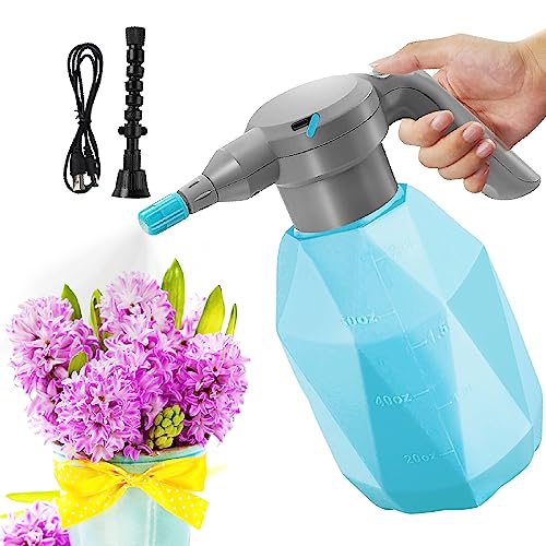 0.53Gal/2L Electric Spray Bottle Plant Mister for Indoor/Outdoor Plants,Garden Rechargeable Automatic Plant Mister Spray Bottle,Watering Can with Adjustable Spout,Fertilizing,Cleaning (Blue)