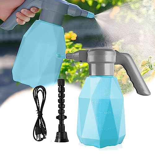 0.53Gal/2L Electric Spray Bottle Plant Mister for Indoor/Outdoor Plants,Garden Rechargeable Automatic Plant Mister Spray Bottle,Watering Can with Adjustable Spout,Fertilizing,Cleaning (Blue)