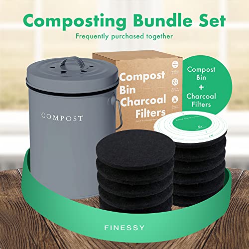 FINESSY Compost Bin Kitchen Compost Bin Countertop Compost Bin for Kitchen, 1 Gallon Compost Bucket for Kitchen Indoor Compost Bin Counter Compost Bin with Lid Food Composter Kitchen Counter Table Top