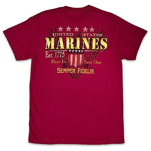 Armed Forces Gear Men's Marine Corps Shield Grunge T-Shirt - Official Licensed United States Marine Corps Shirts for Men (Red, Large)