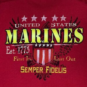 Armed Forces Gear Men's Marine Corps Shield Grunge T-Shirt - Official Licensed United States Marine Corps Shirts for Men (Red, Large)