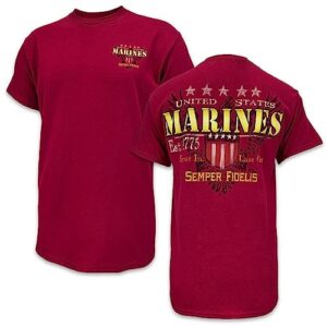 Armed Forces Gear Men's Marine Corps Shield Grunge T-Shirt - Official Licensed United States Marine Corps Shirts for Men (Red, Large)