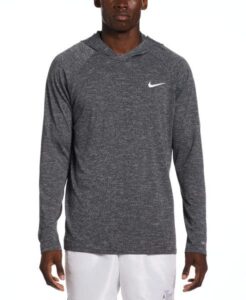 nike swim men's heather long sleeve hooded hydroguard black medium/black